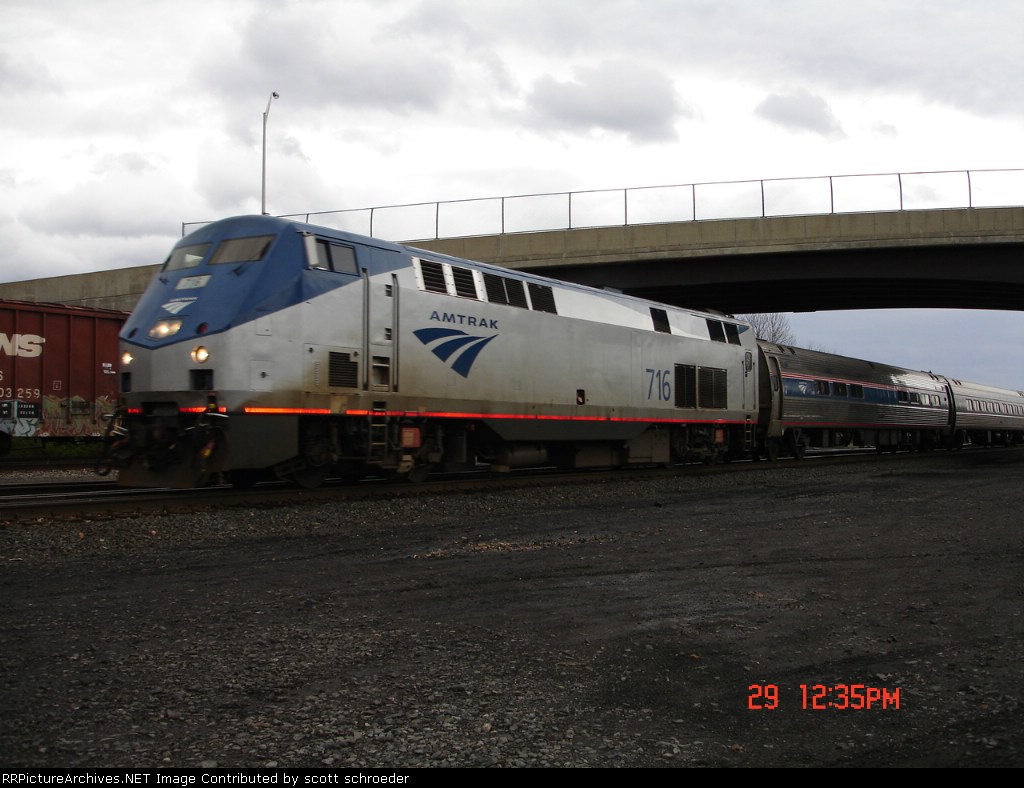 AMTK 716 leads the Amtrak Train #63 WB